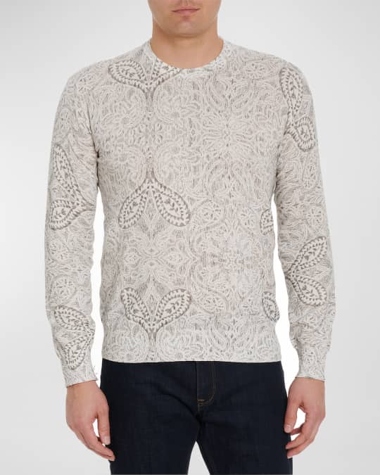Robert Graham Men's Taurus Linen-Cotton Damask Sweater | Neiman Marcus