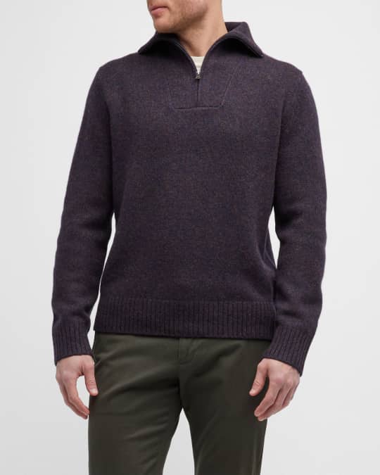 Vince Men's Melange Quarter-Zip Sweater | Neiman Marcus