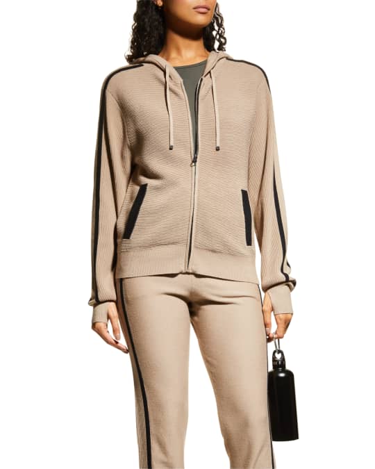 Blanc Noir Portola Zip-Up Textured Hoodie | Neiman Marcus