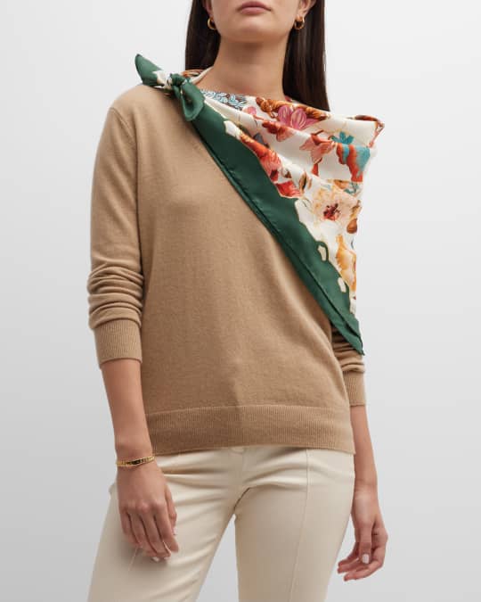 Ferragamo Floral Marble Silk Square Scarf | Neiman Marcus
