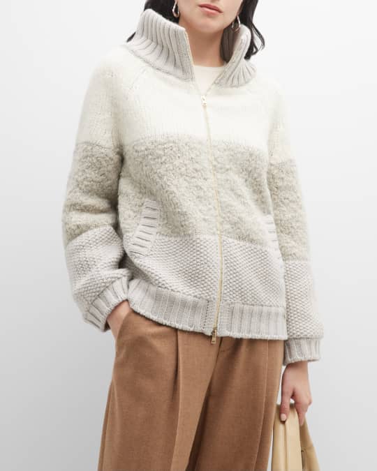 Herno Wool-Blend Striped Knit Jacket | Neiman Marcus