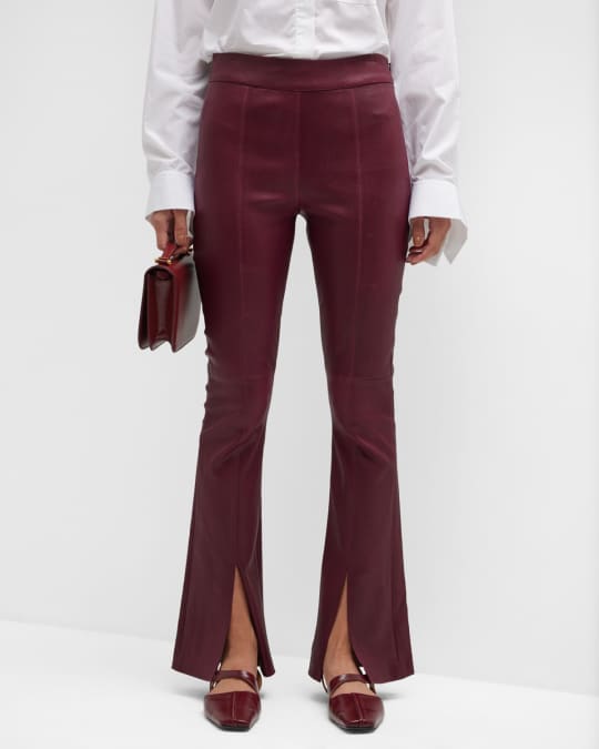 TWP Skinny Leg Split Flare Leather Pants | Neiman Marcus