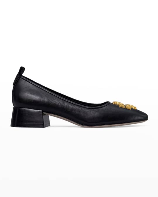 Tory Burch Eleanor Leather Medallion Ballerina Pumps | Neiman Marcus