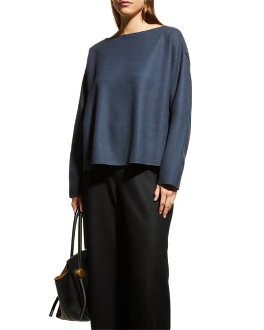 Eileen Fisher Bateau-Neck Drop-Shoulder Top | Neiman Marcus