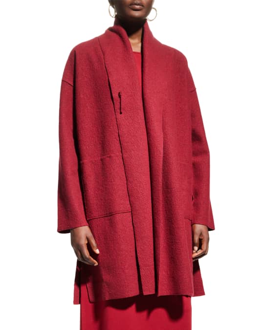 Eileen Fisher Lightweight Shawl-Collar Wool Coat | Neiman Marcus