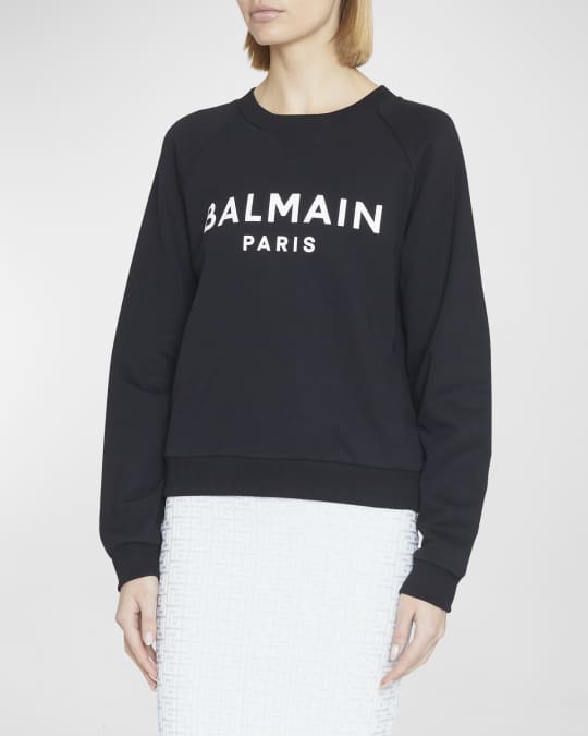 Balmain Logo-Print Crewneck Sweatshirt | Neiman Marcus