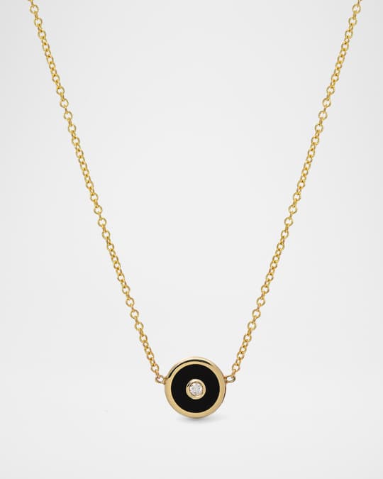 Retrouvai 14K Yellow Gold Mini Onyx Compass Pendant Necklace | Neiman ...