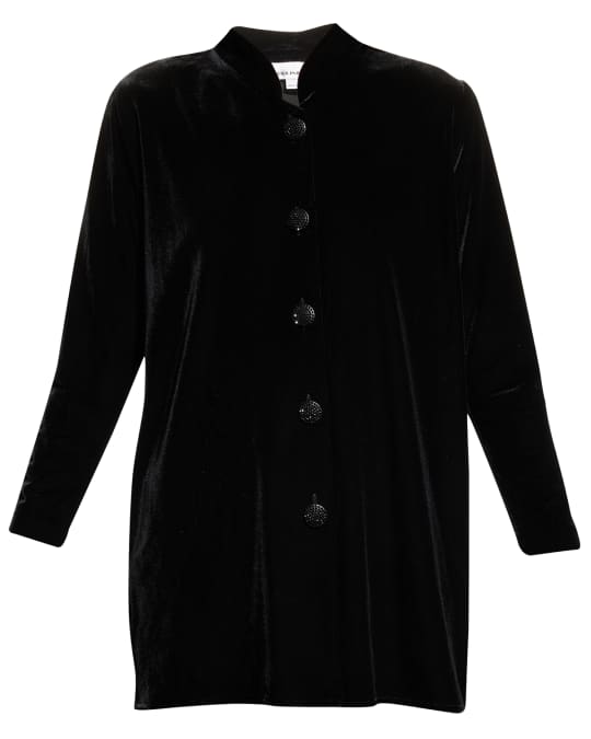 Caroline Rose Madison Velvet Button-Front Shirt | Neiman Marcus