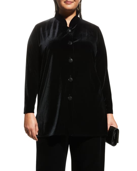 Caroline Rose Plus Size Madison Velvet Button-Front Shirt | Neiman Marcus