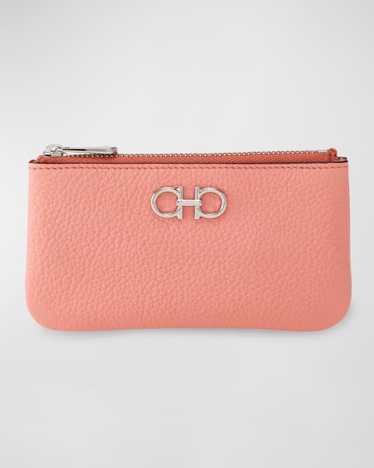Ferragamo Zip Calf Leather Card Case | Neiman Marcus