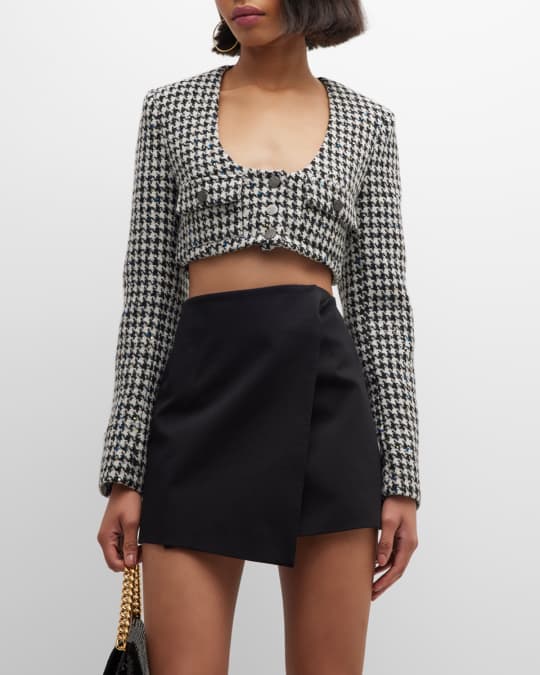 Rotate Birger Christensen Cropped Houndstooth Jacket | Neiman Marcus