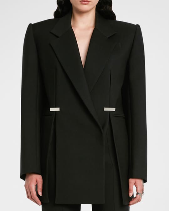 McQueen Slash Slits Boxy Double-Breasted Blazer | Neiman Marcus