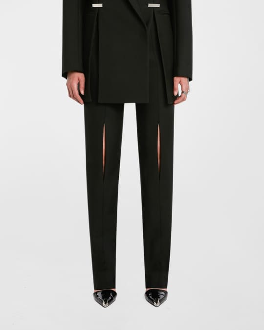 McQueen Slash Cutout Knee Cigarette Trousers | Neiman Marcus