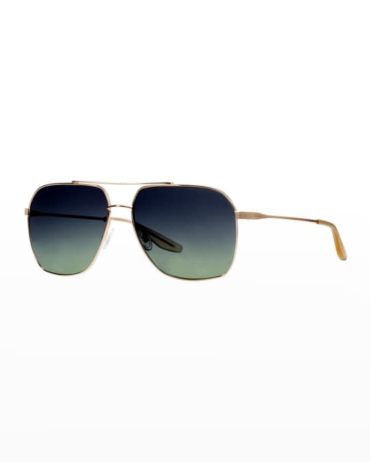 Barton Perreira Men's Aeronaut Metal Double-Bridge Aviator Sunglasses | Neiman Marcus