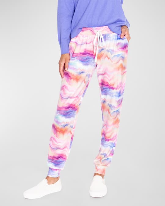PJ Salvage Sunset Glow Watercolor-Print Joggers | Neiman Marcus