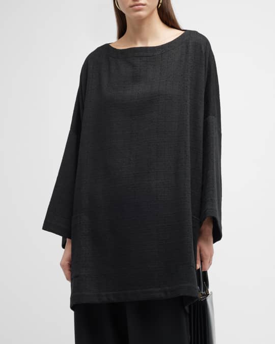 Eskandar Sloped Shoulder Long Poncho | Neiman Marcus