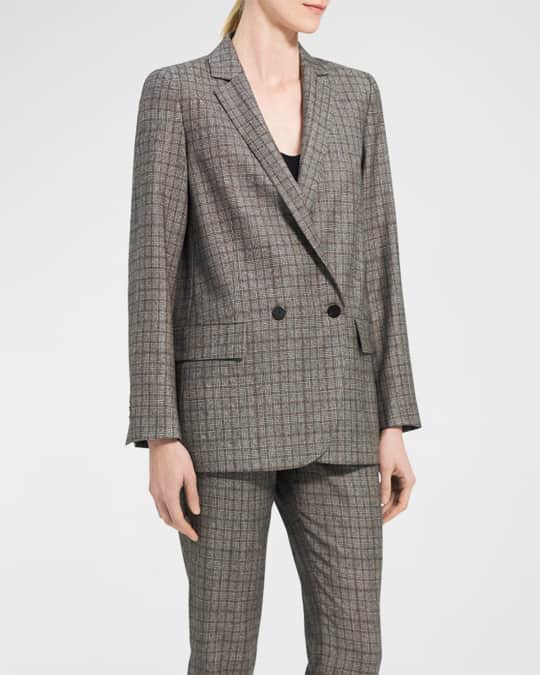 Theory Wool Flannel Double-Breasted Jacket | Neiman Marcus