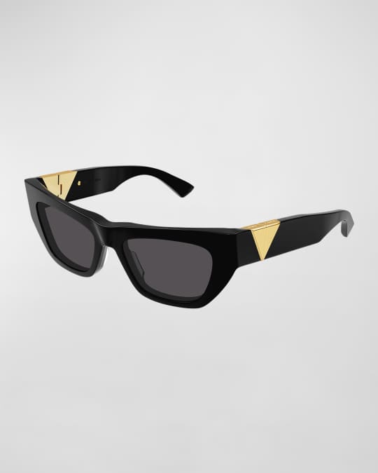 Bottega Veneta Inverted Triangle Acetate Cat-Eye Sunglasses | Neiman Marcus