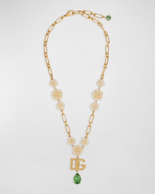 Dolce&Gabbana DG-Logo Crystal Rhinestone Chain Necklace | Neiman Marcus