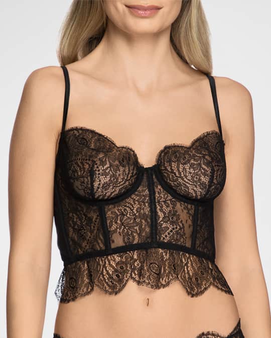 I.D. Sarrieri Scalloped Lace Half-Cup Bustier | Neiman Marcus