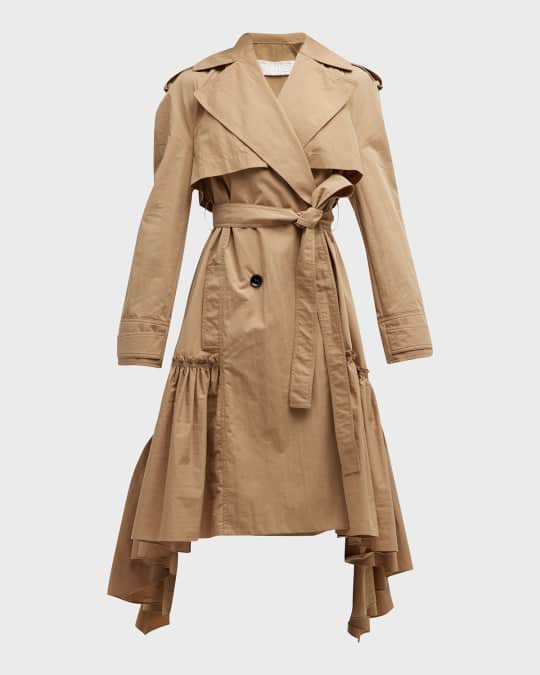 UNTTLD Rondine Ruffle-Hem Belted Trench Coat | Neiman Marcus