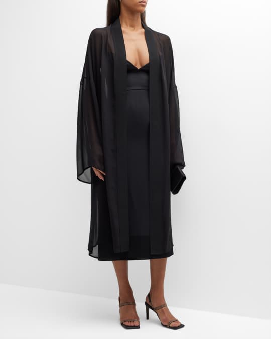 St. John Sheer Silk Georgette Wrap Jacket | Neiman Marcus