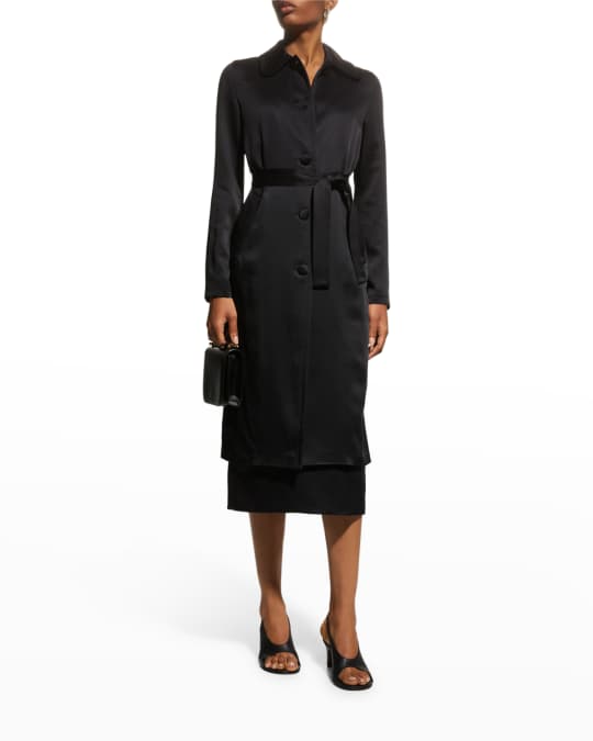 St. John Belted Heavy Satin Crepe Jacket | Neiman Marcus