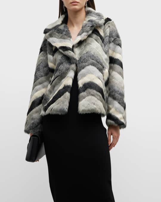 Le Superbe After Show Chevron Faux Fur Jacket | Neiman Marcus
