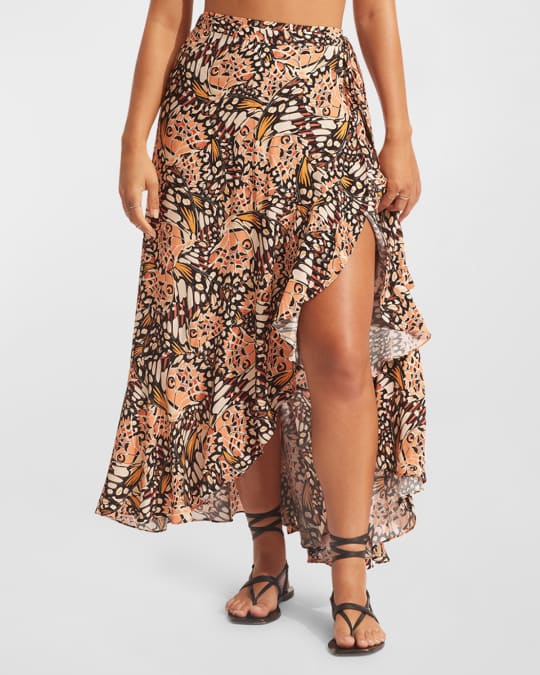 Seafolly Take Flight Ruffle-Hem Wrap Skirt | Neiman Marcus