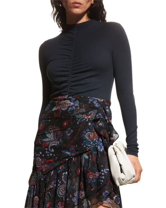Veronica Beard Theresa Ruched-Front Turtleneck | Neiman Marcus