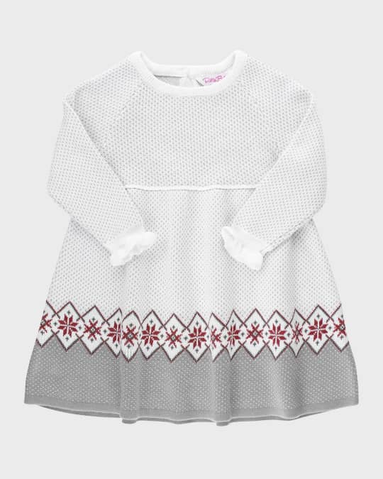 RuffleButts Girl's Fair Isle Cotton Dress, Size 3M-8 | Neiman Marcus