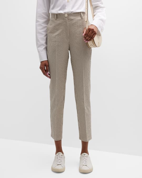 Akris punto Freda Seersucker Tapered-Leg Ankle Pants | Neiman Marcus