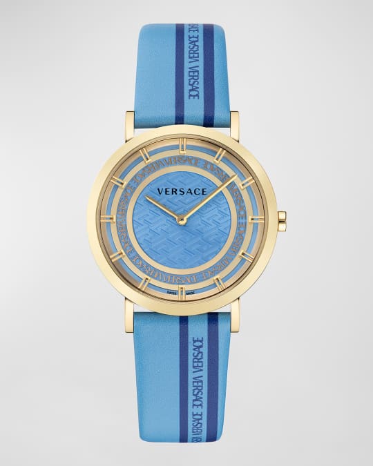 Versace Versace New Generation Watch with Leather Strap, Gold/Blue ...