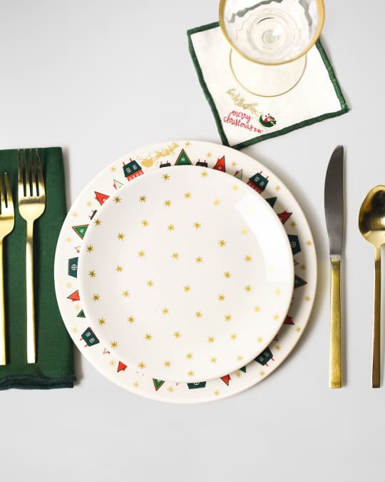Coton Colors Flying Santa Rimmed Dinner Plate | Neiman Marcus