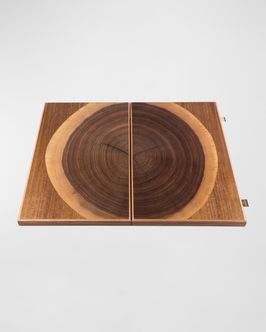 MANOPOULOS Natural Walnut Tree Trunk Backgammon Set | Neiman Marcus