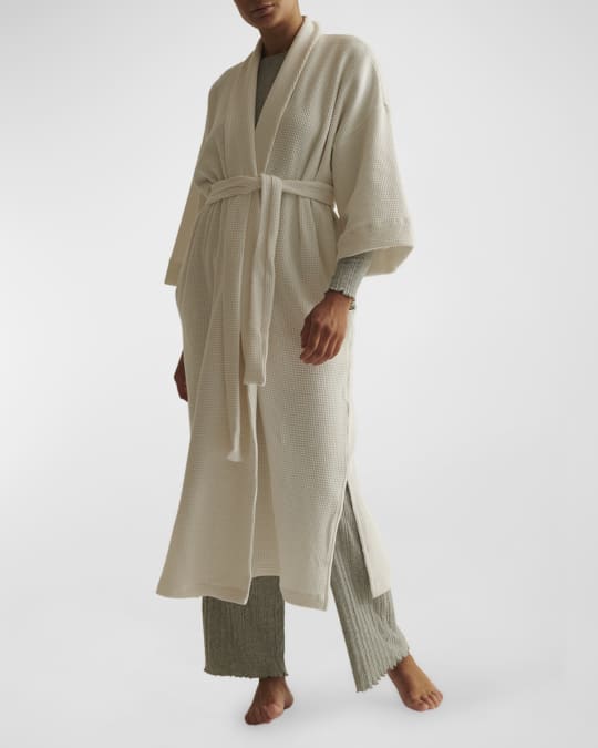 Skin Skylar Textured Side-Slit Unisex Robe | Neiman Marcus