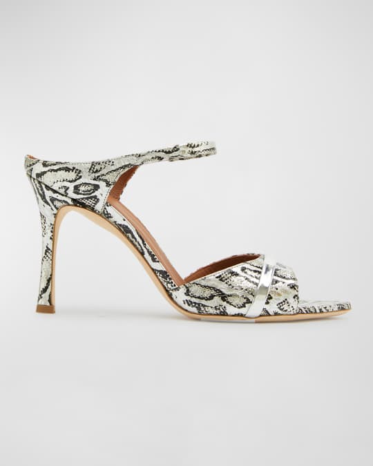 Malone Souliers Una Embossed Stiletto Slide Sandals | Neiman Marcus
