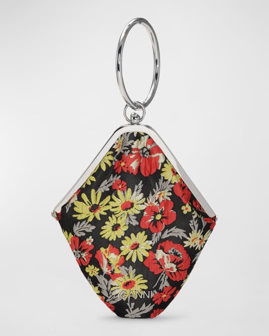 Ganni Diamond Bangle Embroidered Top-Handle Bag | Neiman Marcus