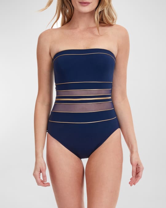 Gottex Onyx Bandeau One Piece Swimsuit Neiman Marcus