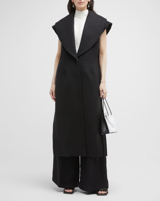 BITE Studios Melton Long Collared Wool Vest | Neiman Marcus