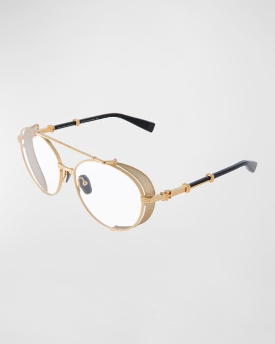 Balmain Brigade II Titanium & Acetate Aviator Sunglasses w/ Blinders ...