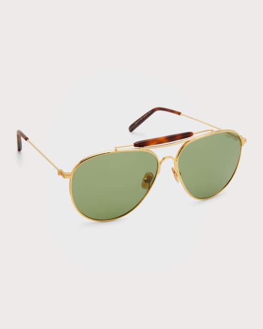 TOM FORD Men's Raphael Double-Bridge Metal Aviator Sunglasses | Neiman ...