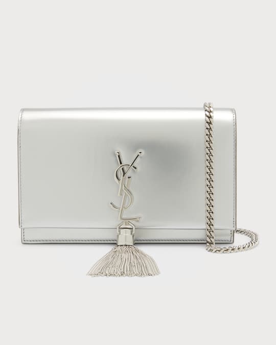 Saint Laurent Kate Metallic Leather Wallet on Chain | Neiman Marcus