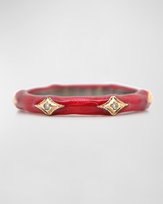Armenta Red Enamel Stack Band w/ Diamonds | Neiman Marcus