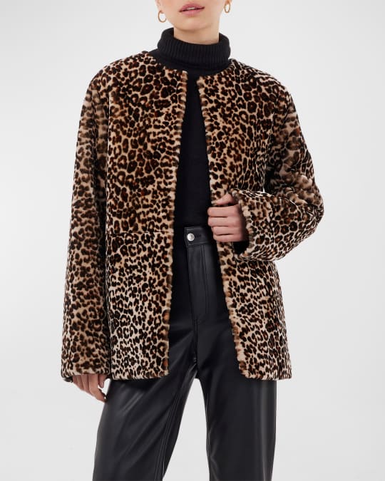 Gorski Collarless Lamb Shearling Jacket | Neiman Marcus