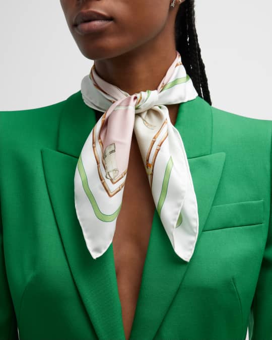 CASABLANCA Logo Tea Party Silk Twill Scarf | Neiman Marcus
