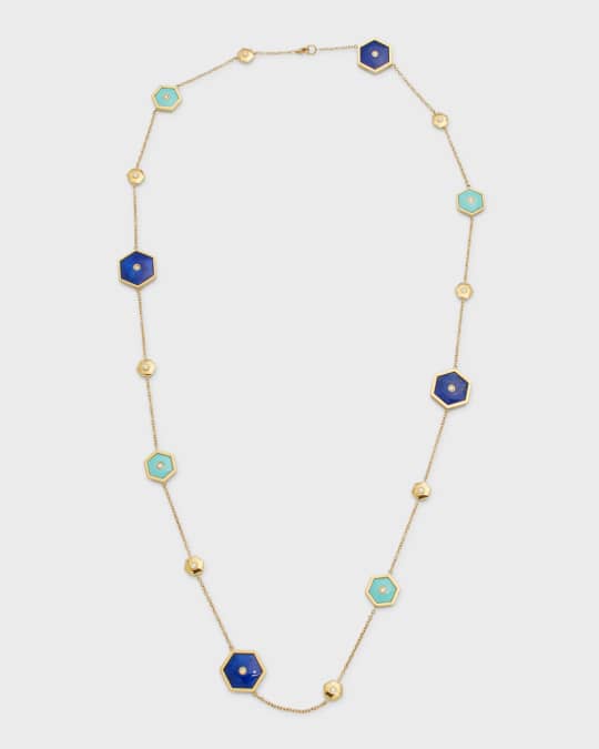 Miseno Sommersa Station Necklace in 18K Gold with Turquoise, Lapis and ...