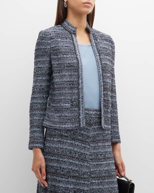 Misook Tweed Chain-Trim Bracelet-Sleeve Jacket | Neiman Marcus