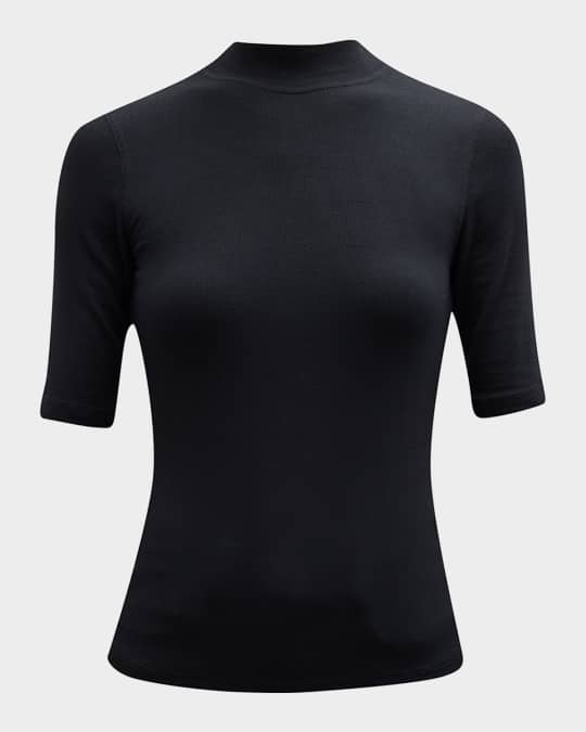 FRAME Ribbed Mock Neck Tee | Neiman Marcus