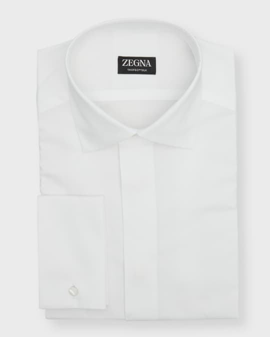 ZEGNA Men's Cotton-Silk Covered Placket Dress Shirt | Neiman Marcus
